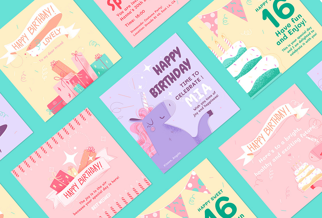 Birthday Greetings Design Set | Renderforest
