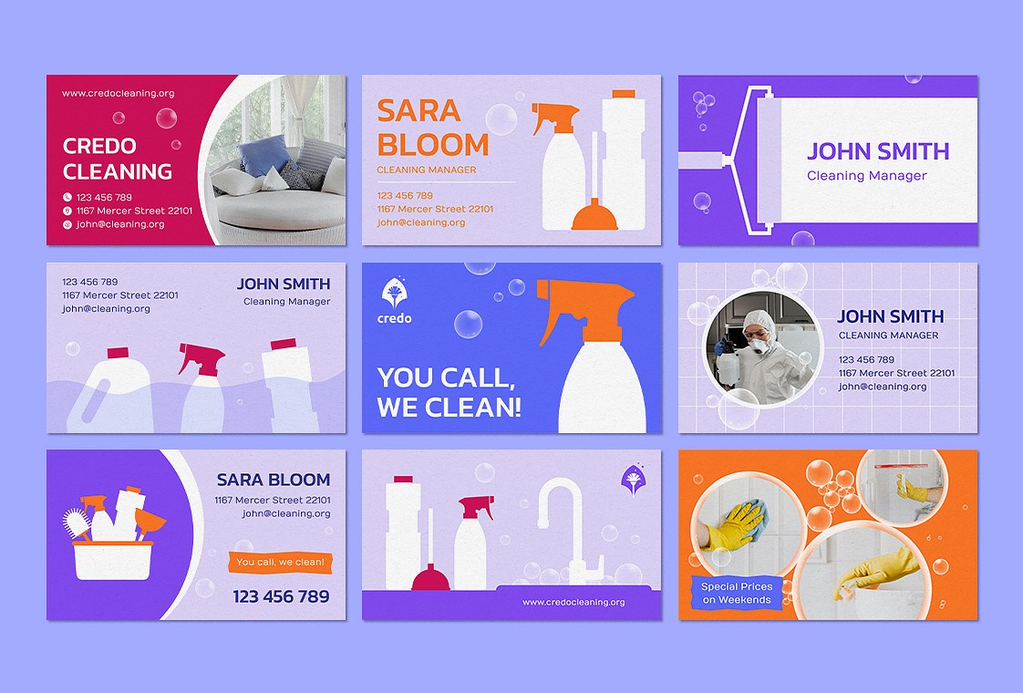 Cleaning Company Business Cards | Renderforest