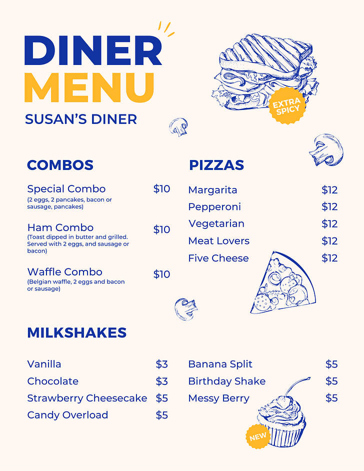 Templates de Menus com Ilustrações | Renderforest