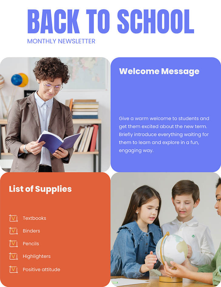 Plantillas de boletines escolares vibrantes | Renderforest