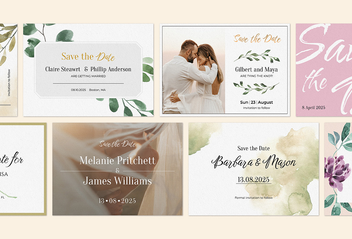 Tarjetas para reservar la fecha | Renderforest