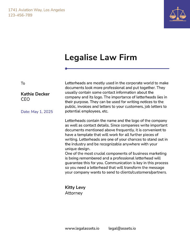 Law Firm Letterhead Templates | Renderforest