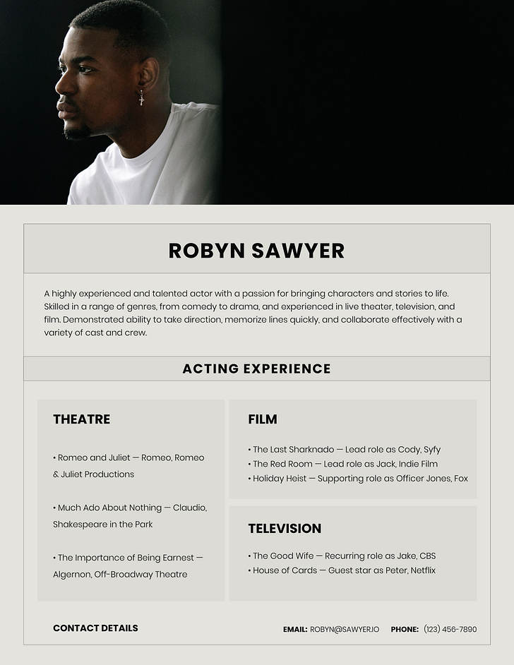 Acting Resume Templates | Renderforest