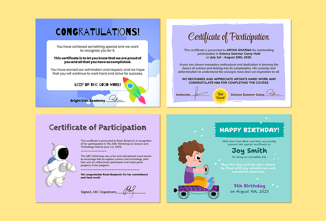 Kids' Achievements Certificates | Renderforest
