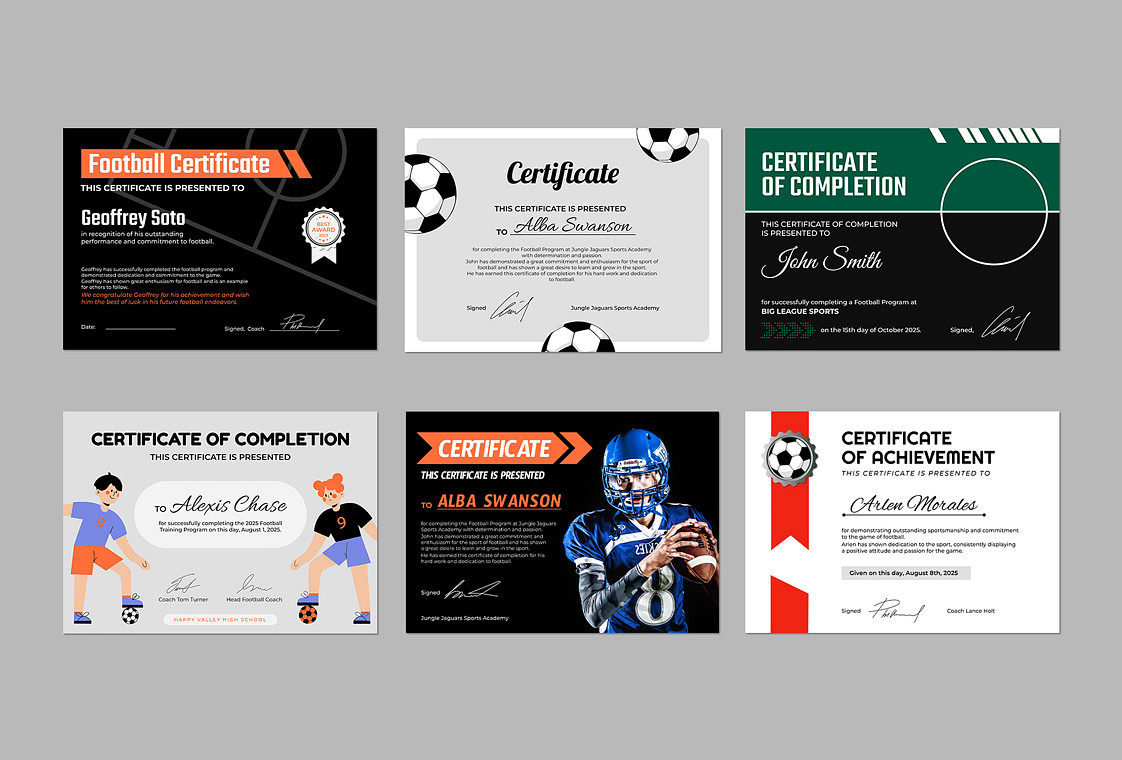 Soccer Excellence Certificates | Renderforest