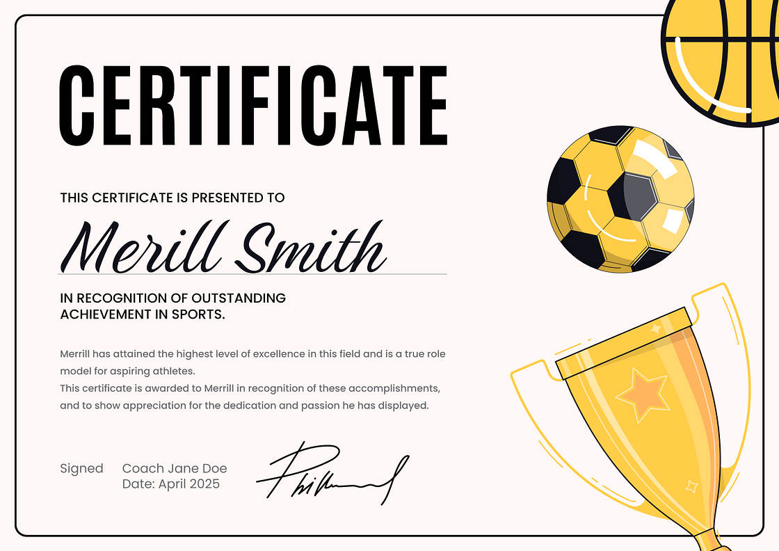Sports Certificate Templates | Renderforest