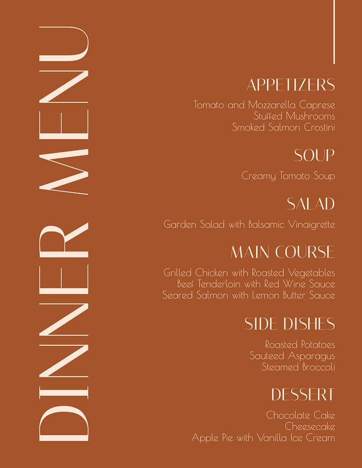 Elegant Dinner Party Menus | Renderforest