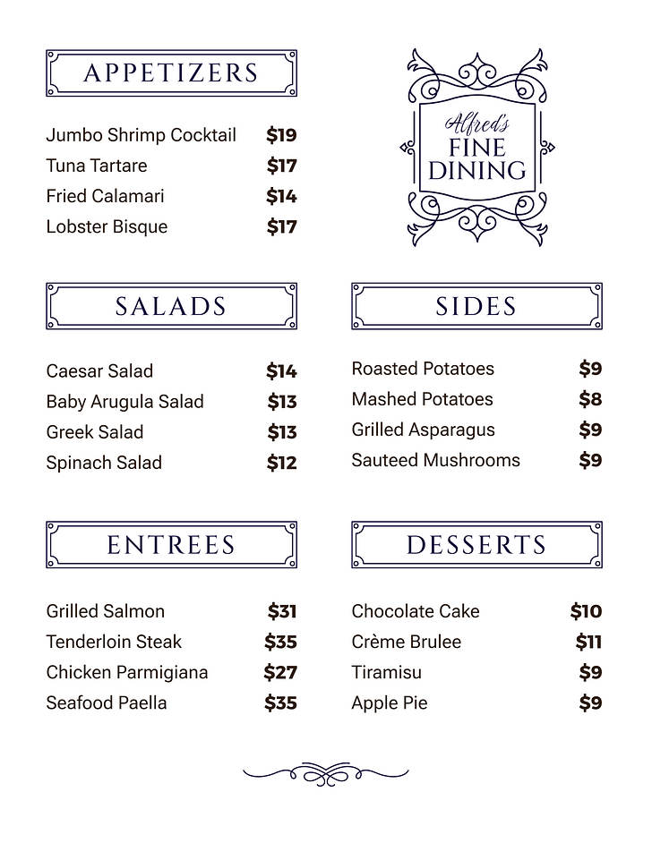 Elegant Dinner Party Menus | Renderforest