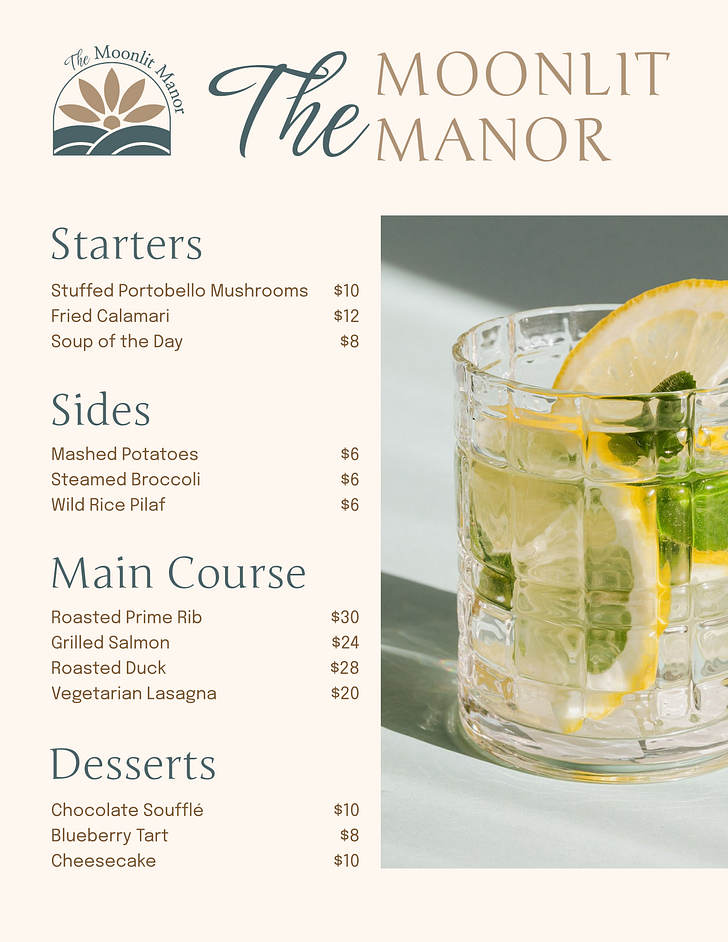 Elegant Dinner Party Menus | Renderforest