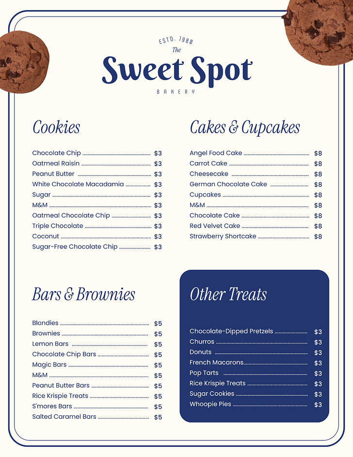 Delightful Bakery Menu Templates | Renderforest