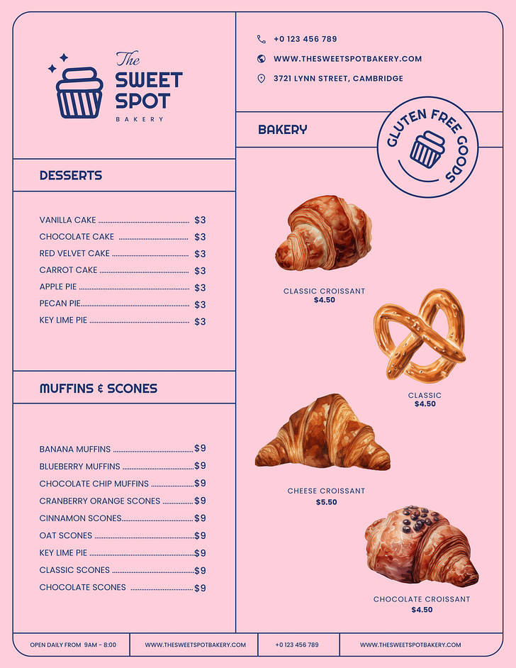 Delightful Bakery Menu Templates | Renderforest