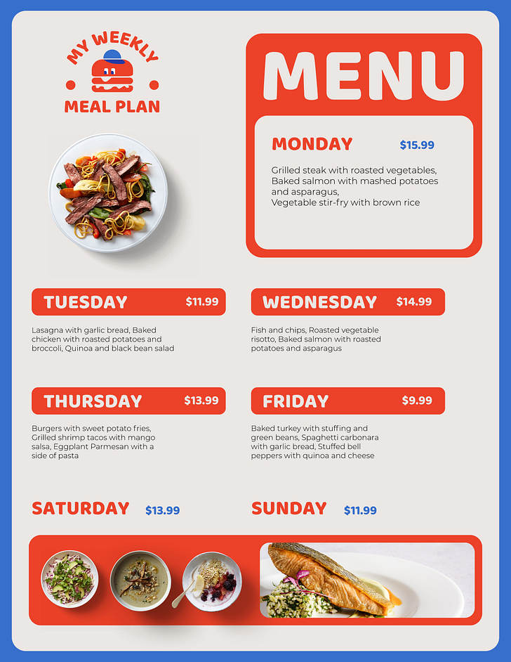 Taste of the Week Menu Templates | Renderforest