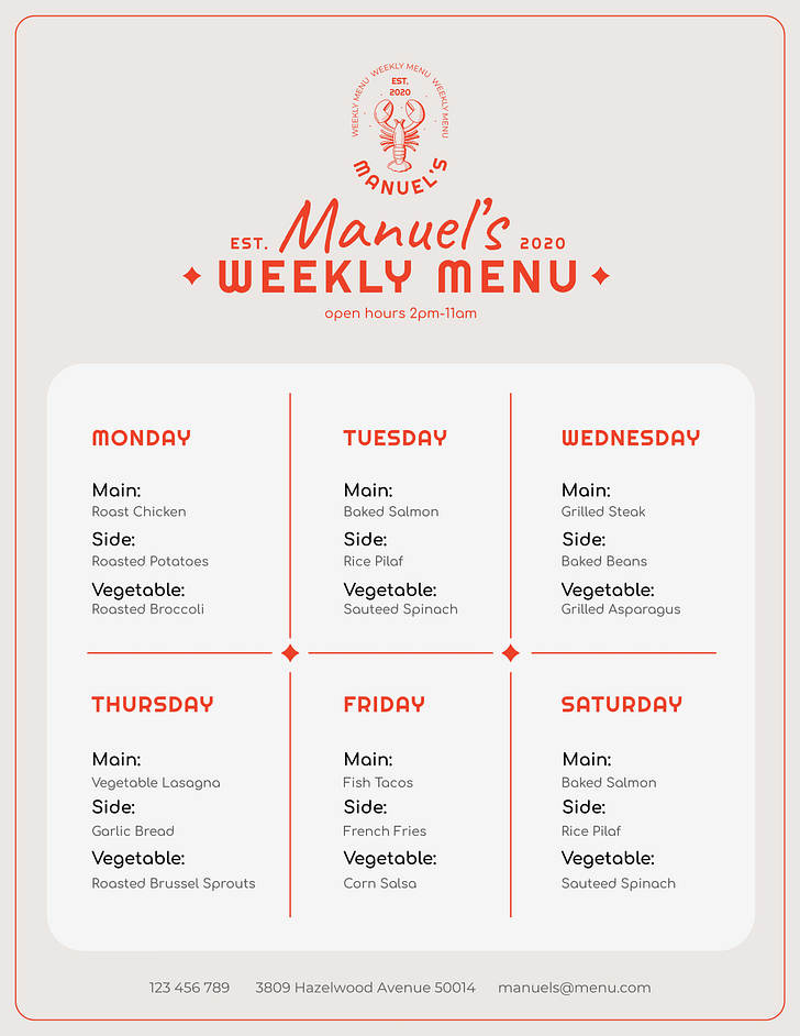 Taste of the Week Menu Templates | Renderforest
