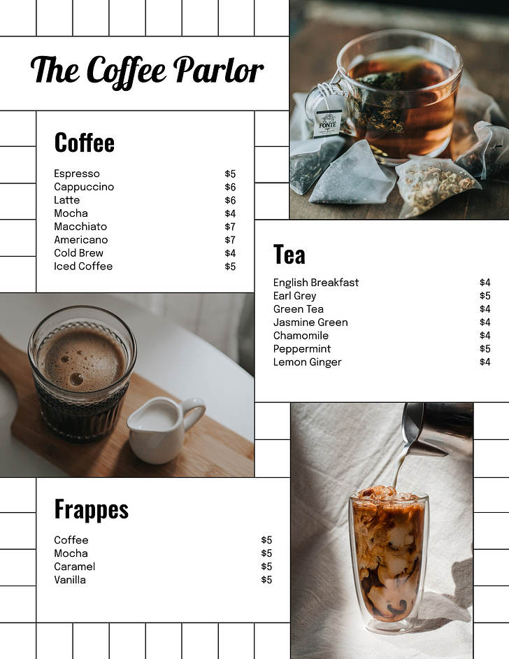 Beverage Menu Design Collection | Renderforest