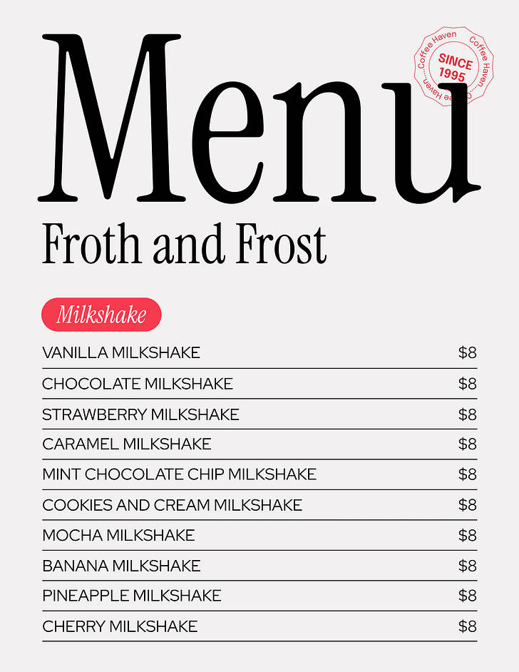 Beverage Menu Design Collection | Renderforest