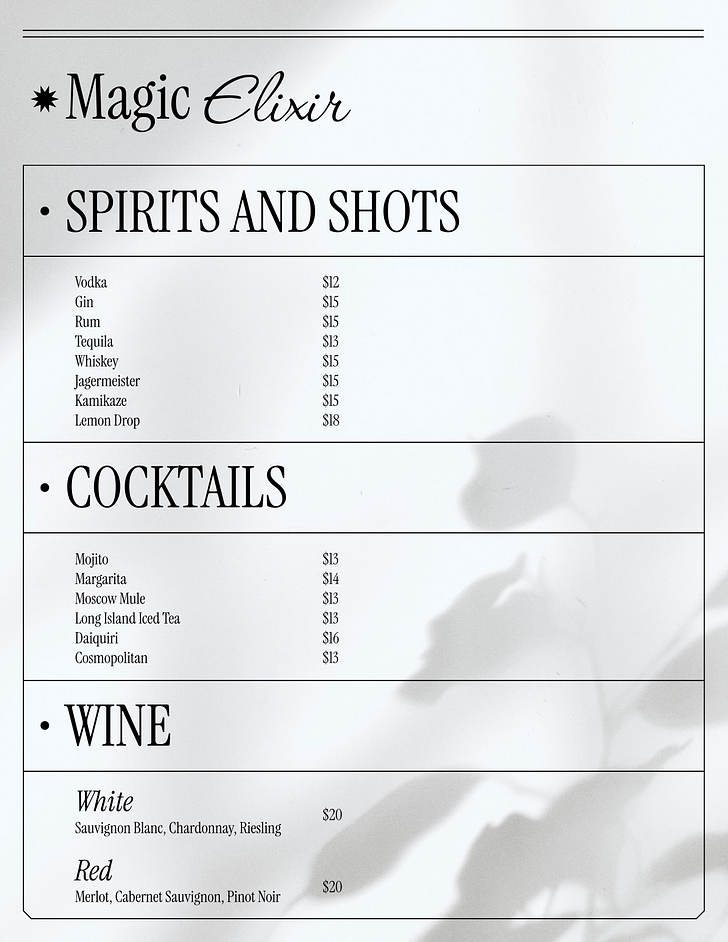 Beverage Menu Design Collection | Renderforest