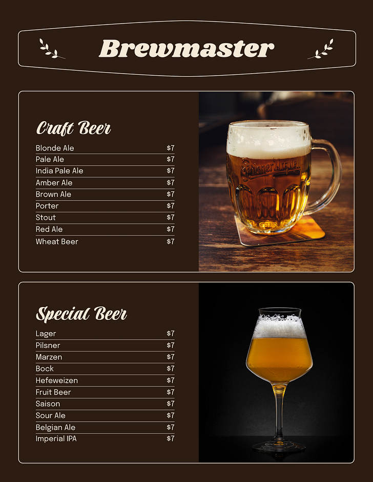 Beverage Menu Design Collection | Renderforest