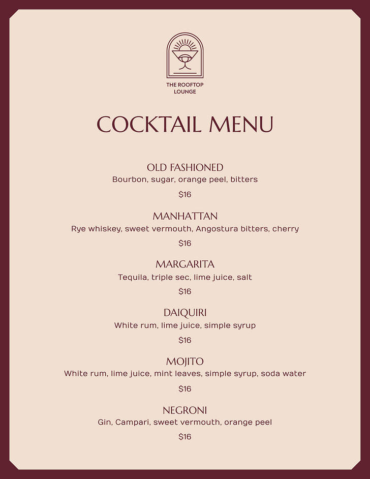 Beverage Menu Design Collection | Renderforest