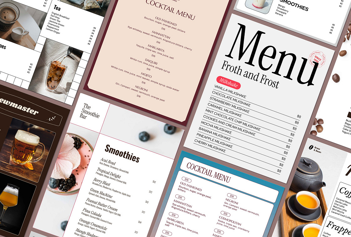 Beverage Menu Design Collection | Renderforest