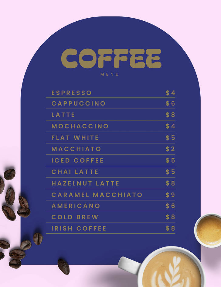 Trendy Cafe Menu Templates | Renderforest
