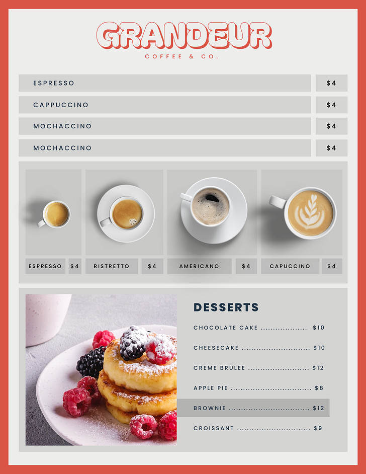 Trendy Cafe Menu Templates | Renderforest