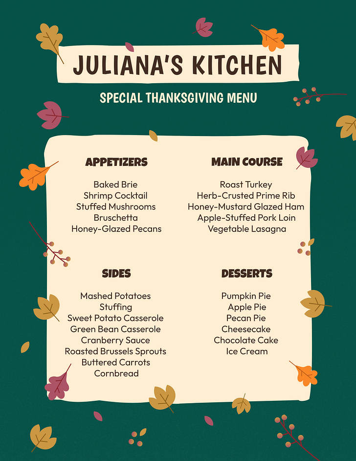 Thanksgiving Menu Templates | Renderforest