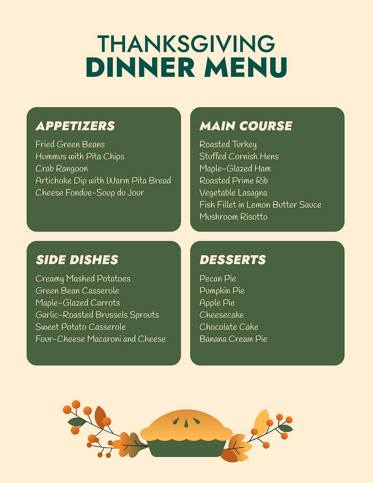 Thanksgiving Menu Templates | Renderforest
