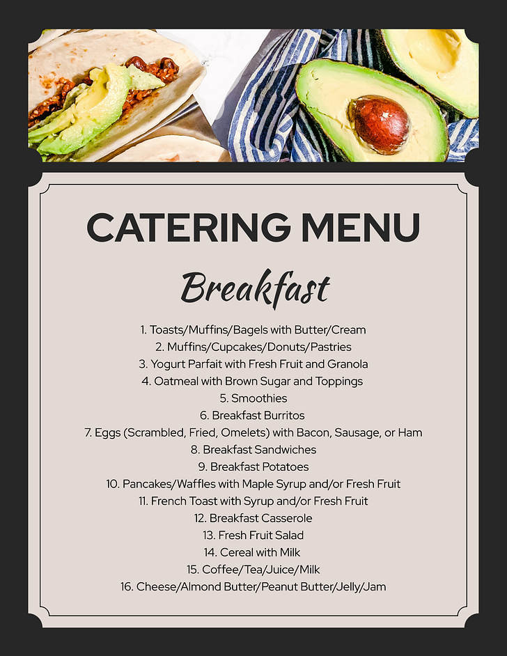 Шаблоны Меню Кейтеринговой Компании | Renderforest