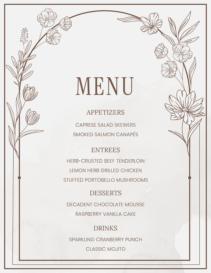 Wedding Menu Templates | Renderforest