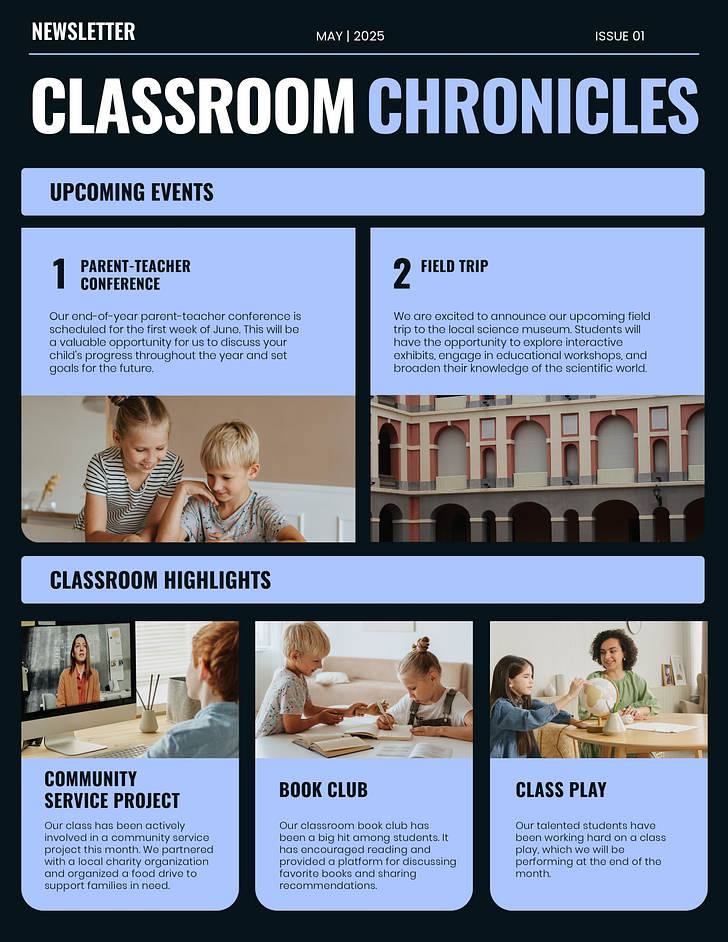 Colorful Classroom Newsletters | Renderforest