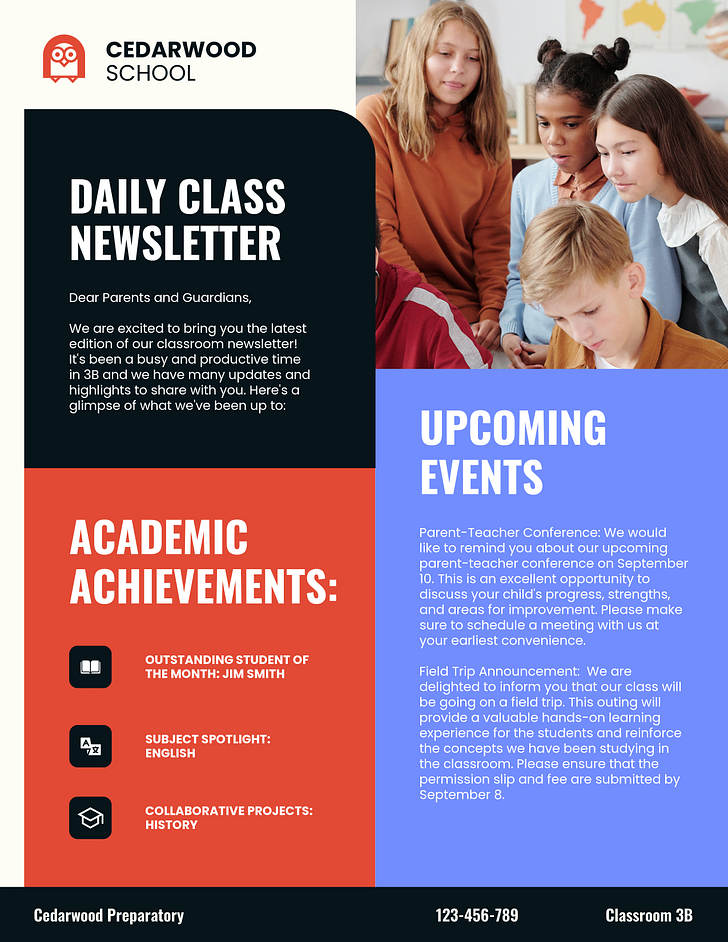 Colorful Classroom Newsletters | Renderforest