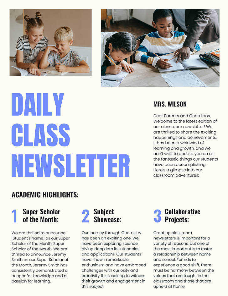Colorful Classroom Newsletters | Renderforest