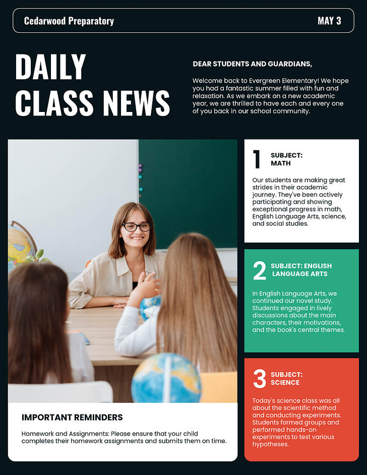 Colorful Classroom Newsletters | Renderforest