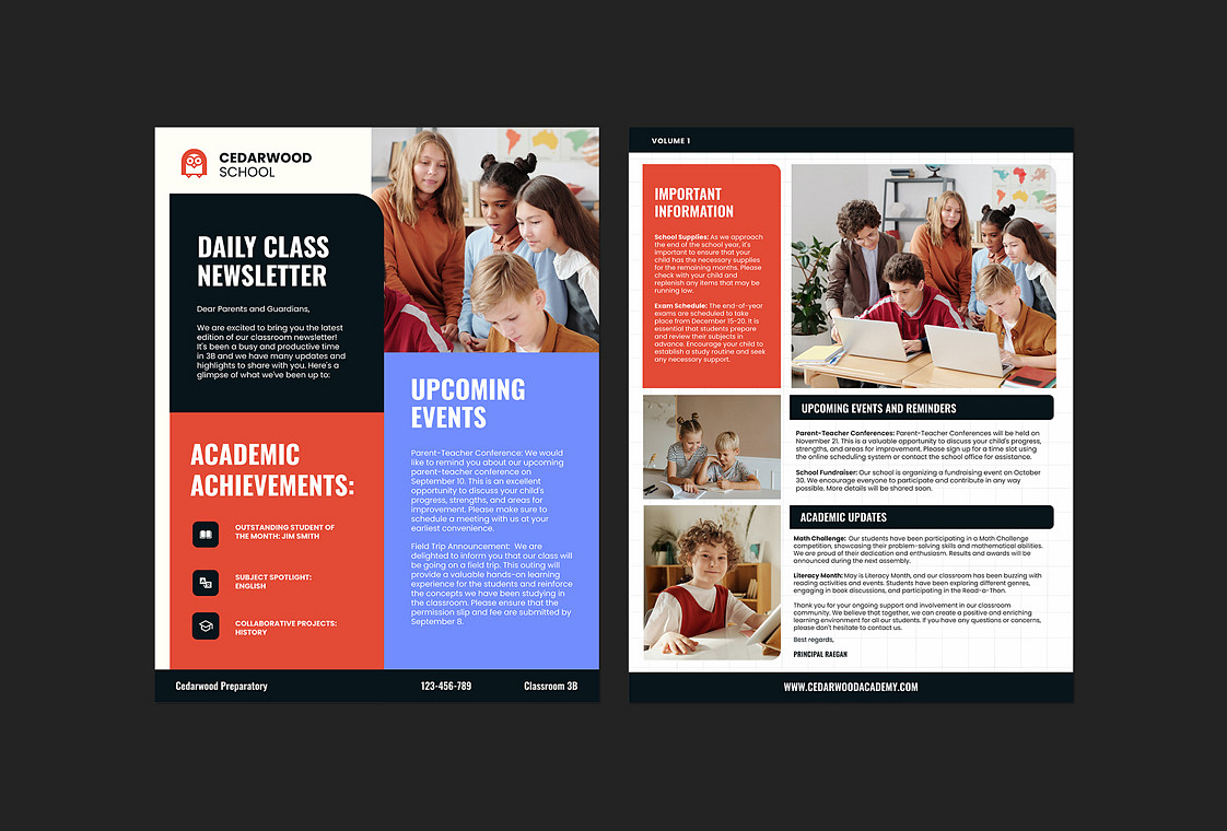 Colorful Classroom Newsletters | Renderforest