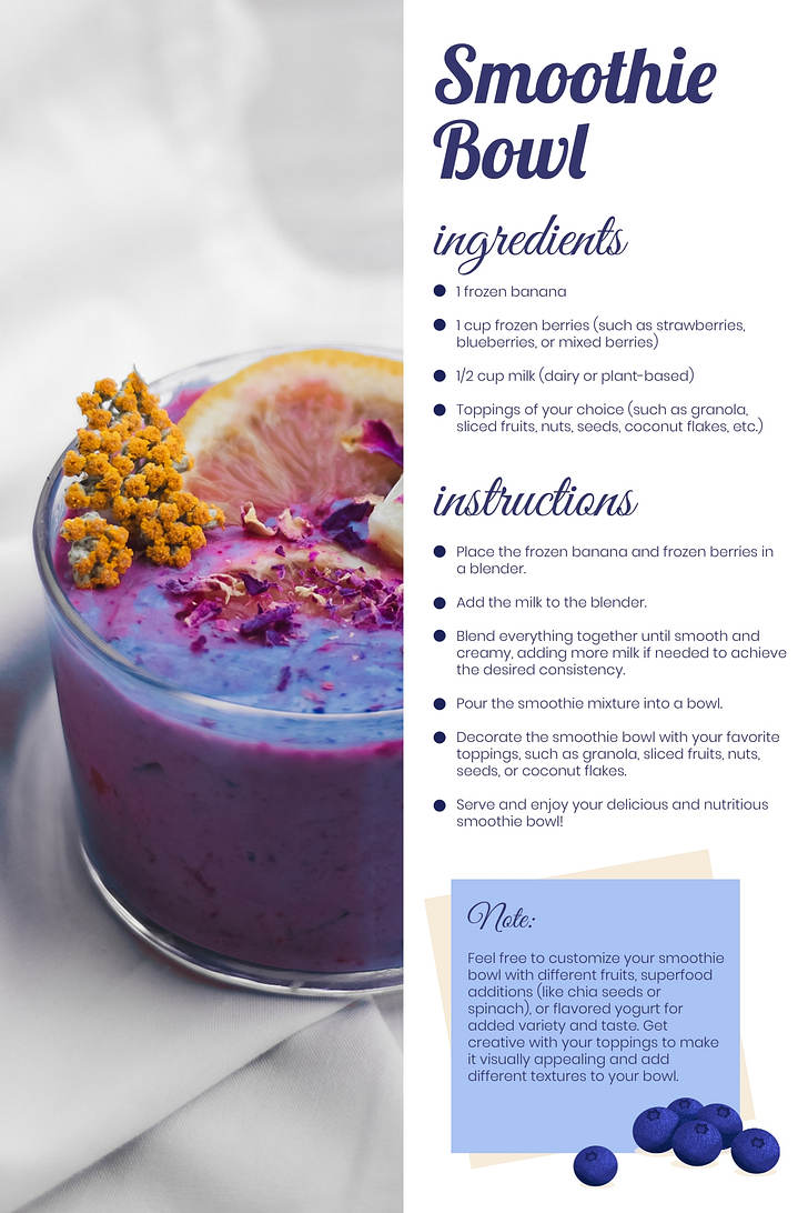 Fresh Fusion Smoothie Recipe Cards | Renderforest