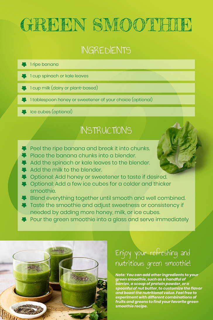 Fresh Fusion Smoothie Recipe Cards | Renderforest