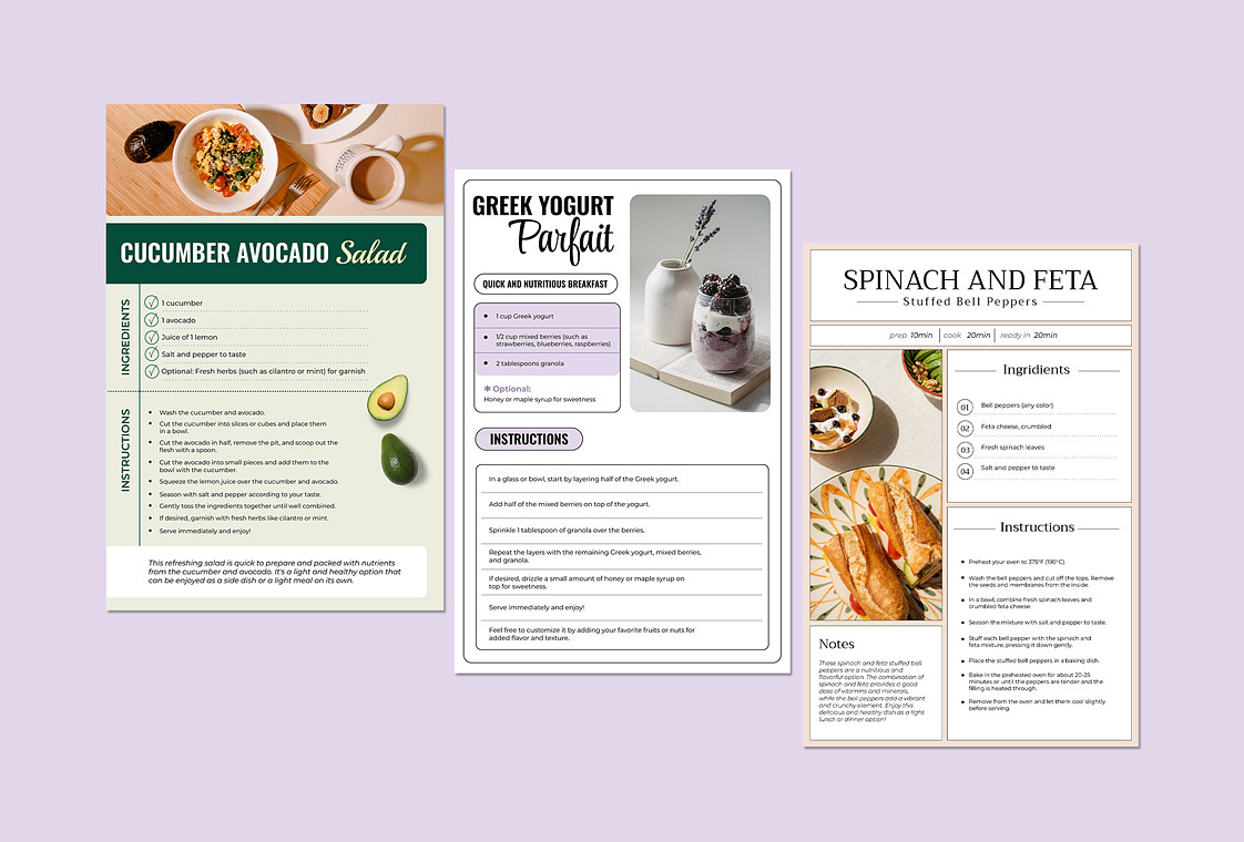 Balanced Bites Recipe Cards | Renderforest