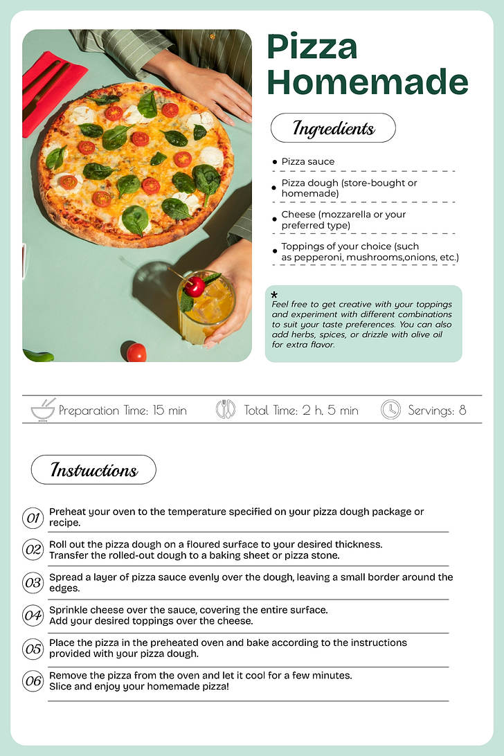 Pizza & Burger Recipe Cards | Renderforest