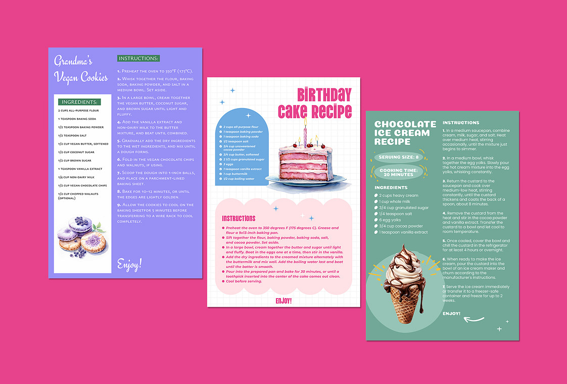Watercolor Recipe Card Templates | Renderforest