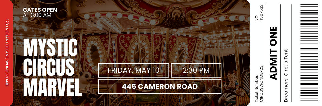 Circus Spectacular Ticket Templates | Renderforest