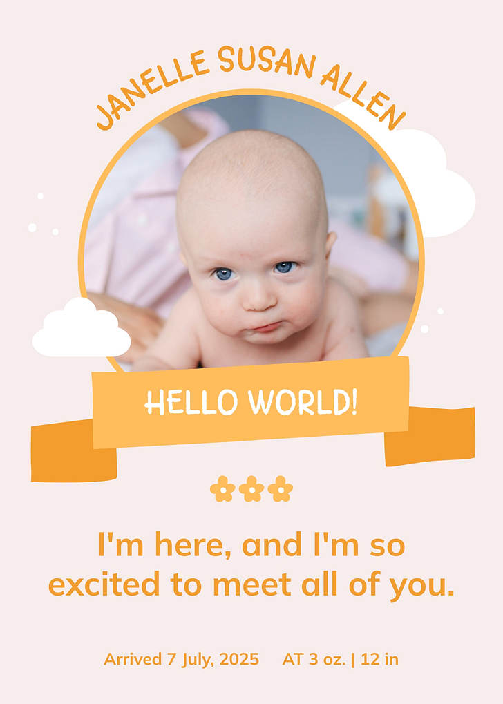 Joyful Birth Announcement Templates | Renderforest
