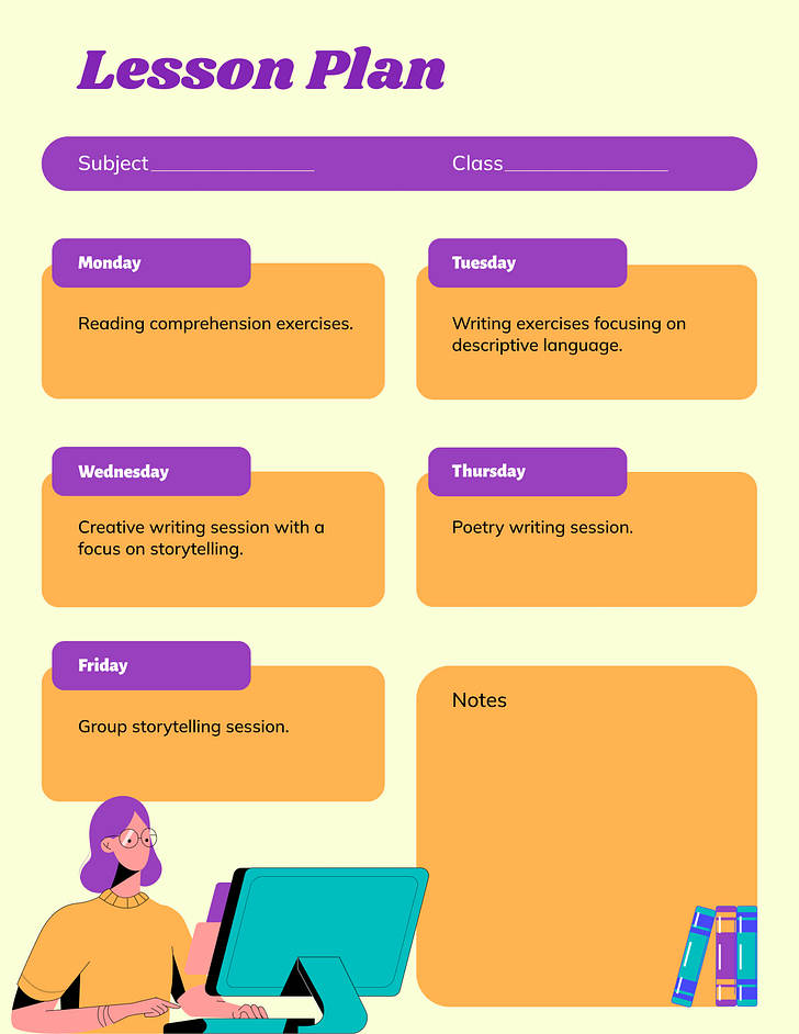 Weekly Lesson Plan Templates | Renderforest