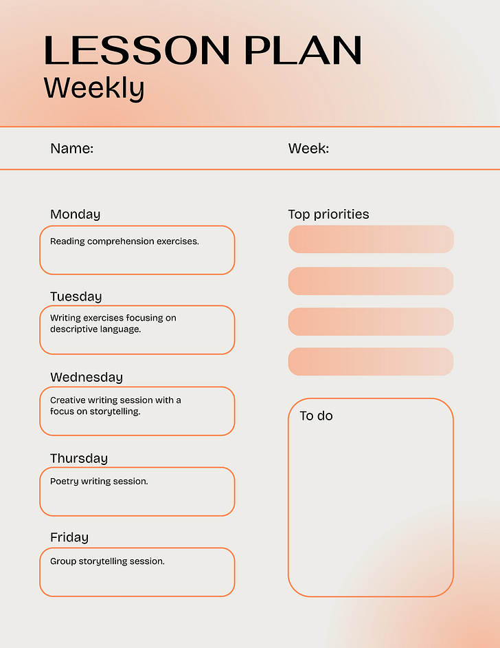 Weekly Lesson Plan Templates | Renderforest