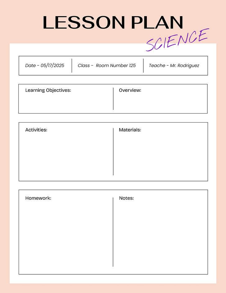 Weekly Lesson Plan Templates | Renderforest