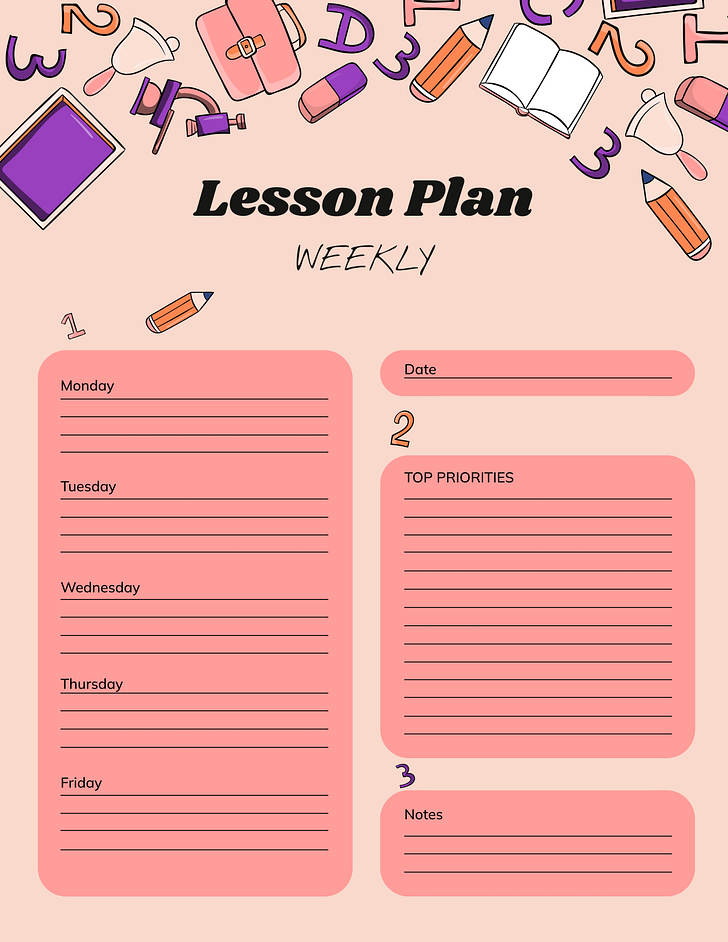 Weekly Lesson Plan Templates | Renderforest