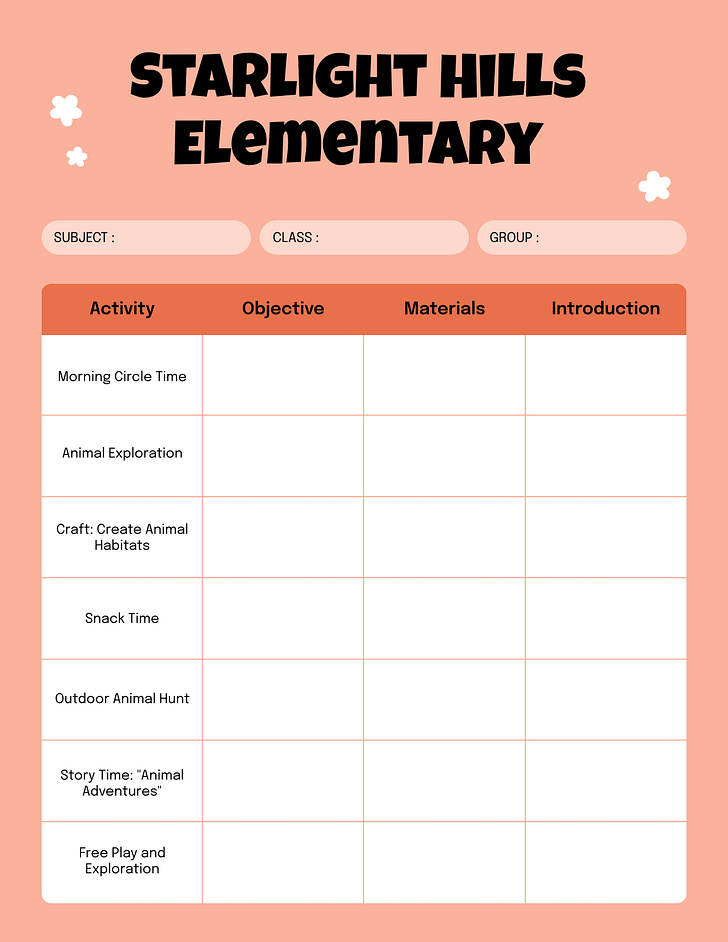 Preschool Lesson Plan Templates | Renderforest