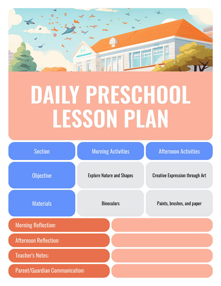 Preschool Lesson Plan Templates | Renderforest