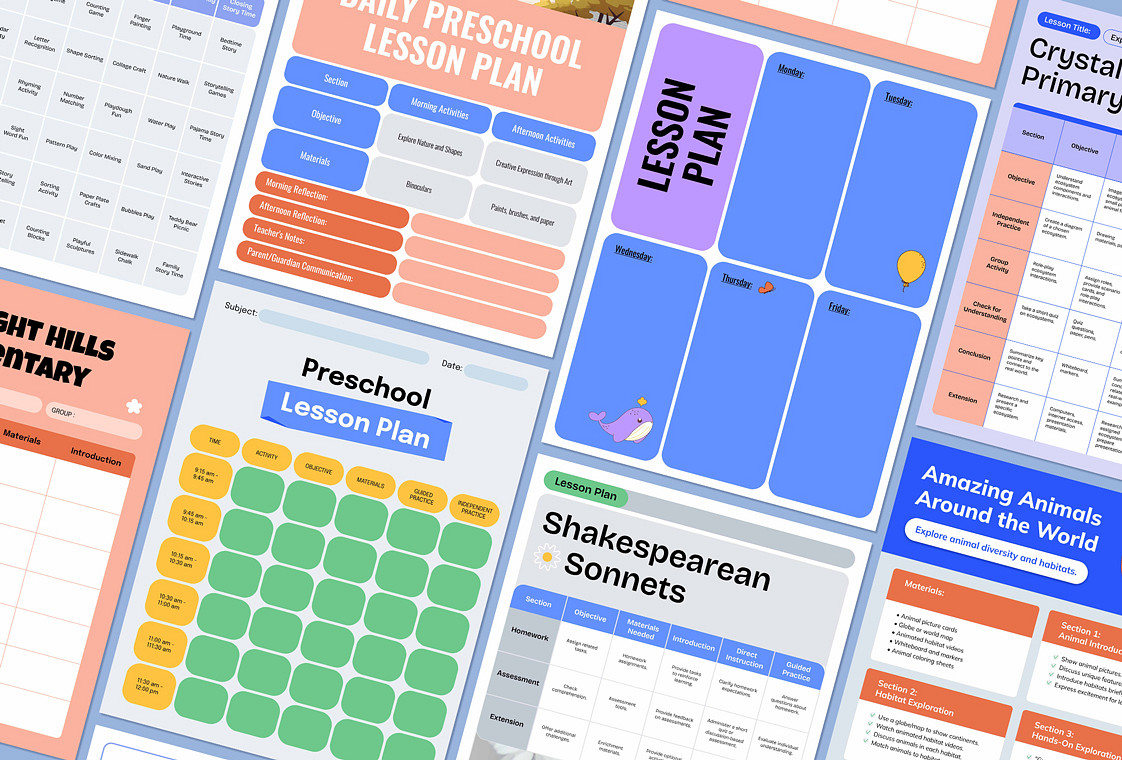 Preschool Lesson Plan Templates | Renderforest