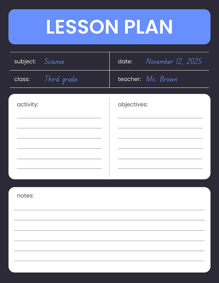 Daily Lesson Plan Templates | Renderforest
