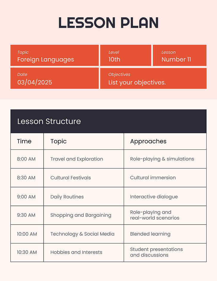 Daily Lesson Plan Templates | Renderforest